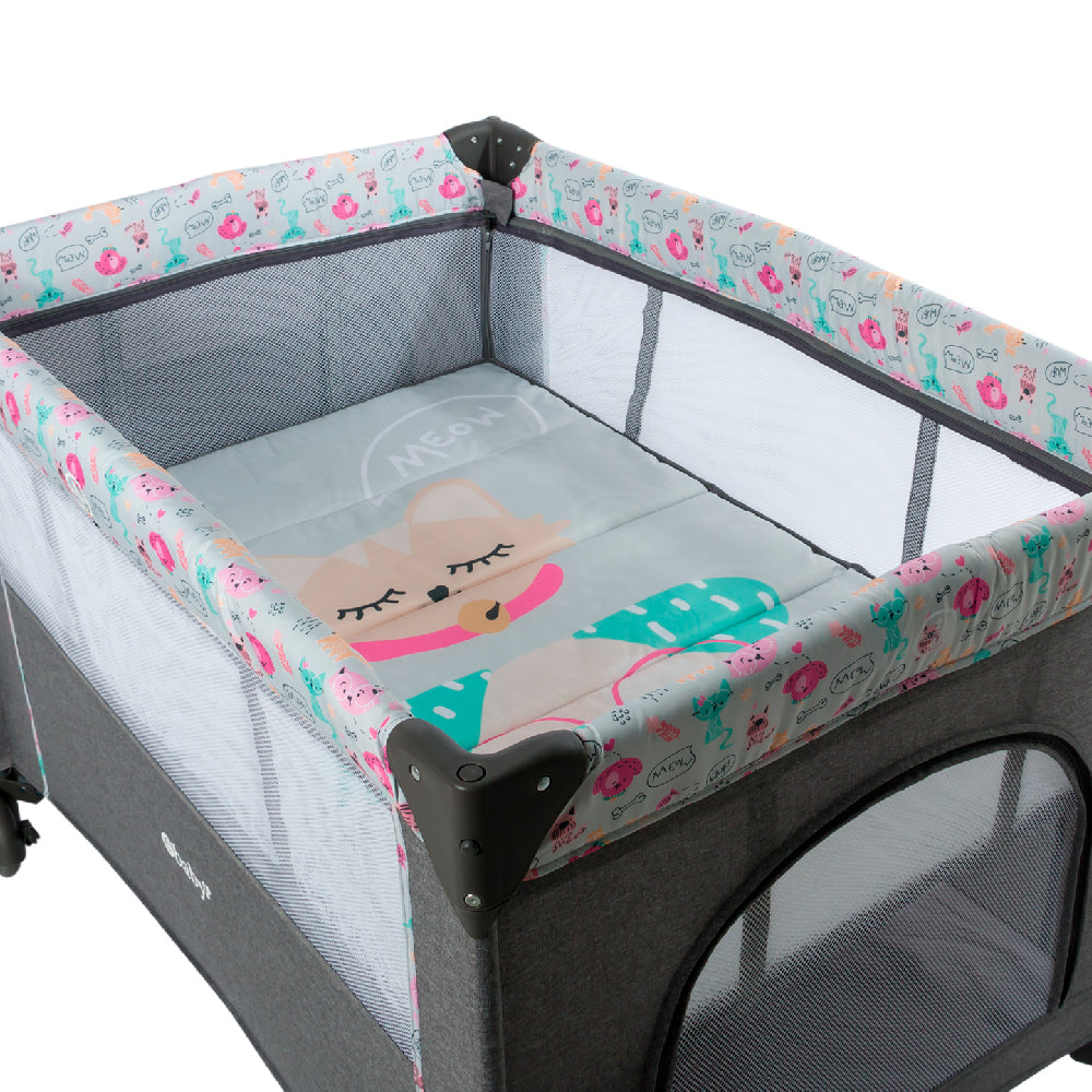 Cuna corral Nala Ebaby 751 Gris/Rosa – El mundo de Laura